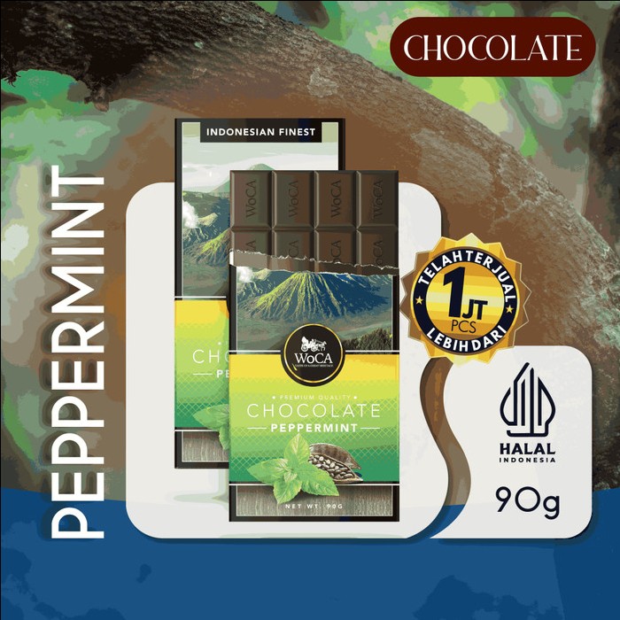 WoCA Coklat Peppermint Premium Chocolate 90 gram - Arutala